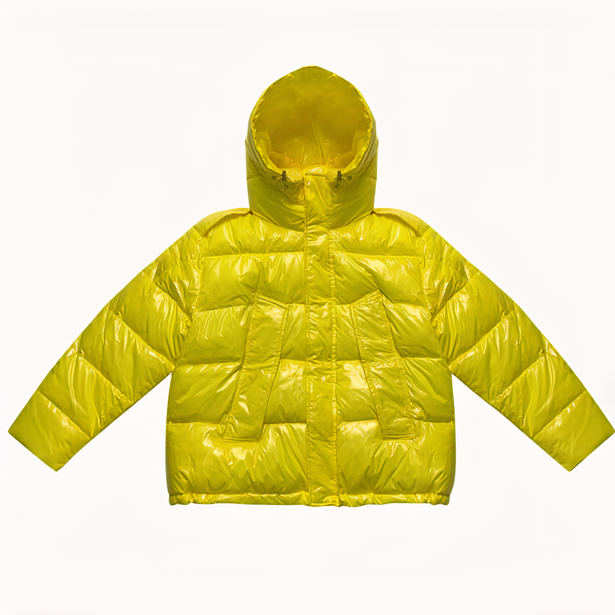 Fluorescerende gele jas met capuchon voor dames • MooieWinterjas